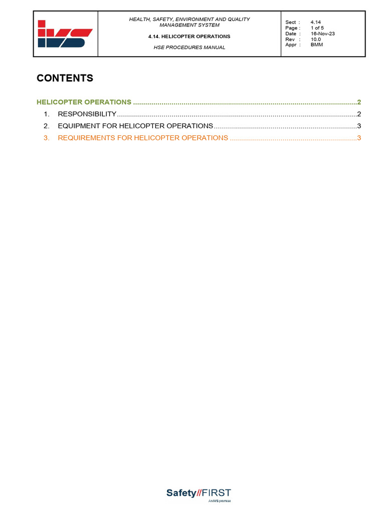 04.14 Helicopter Operations (Ivs) | PDF | Safety