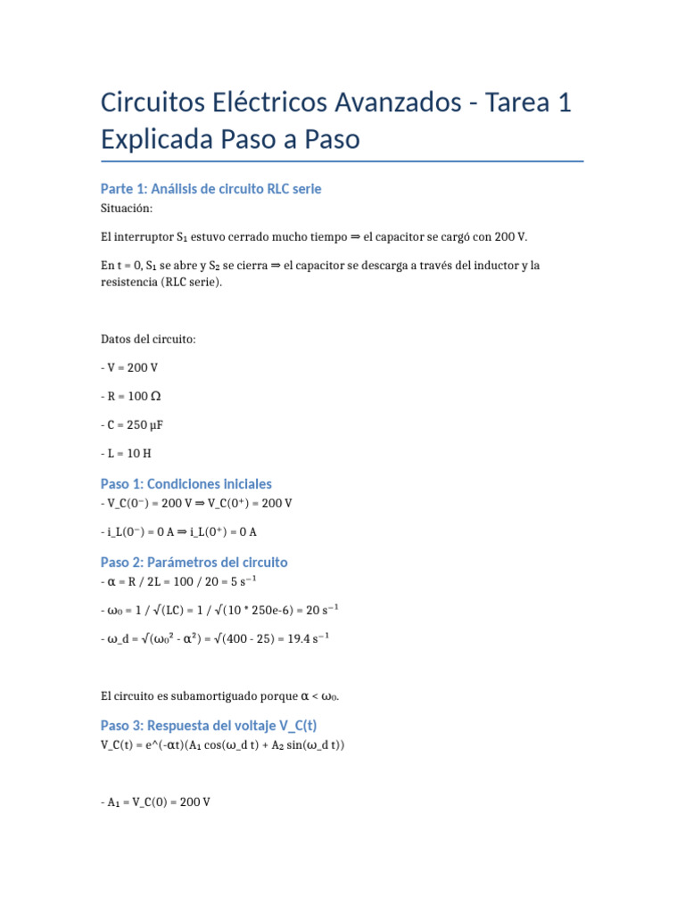 Explicacion Tarea Circuitos RLC | PDF