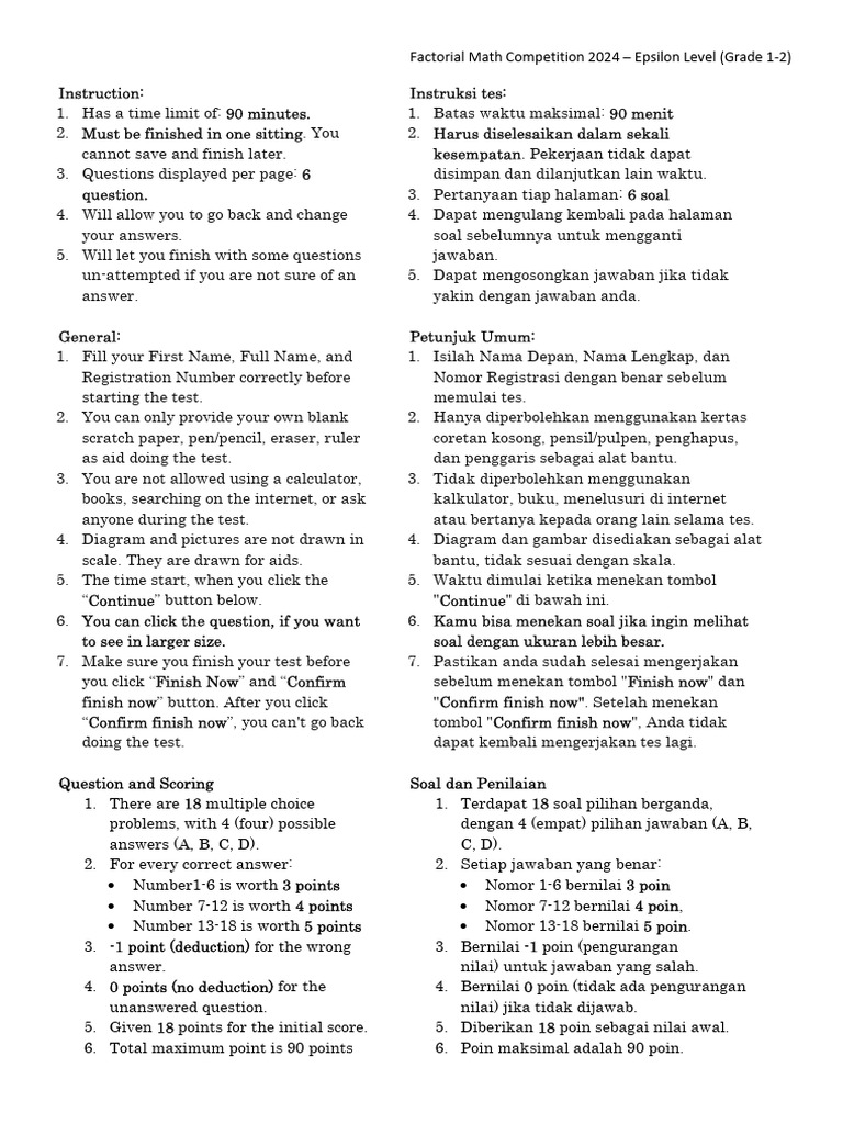 Past Paper FMC, For Epsilon Grade 1-2 | PDF