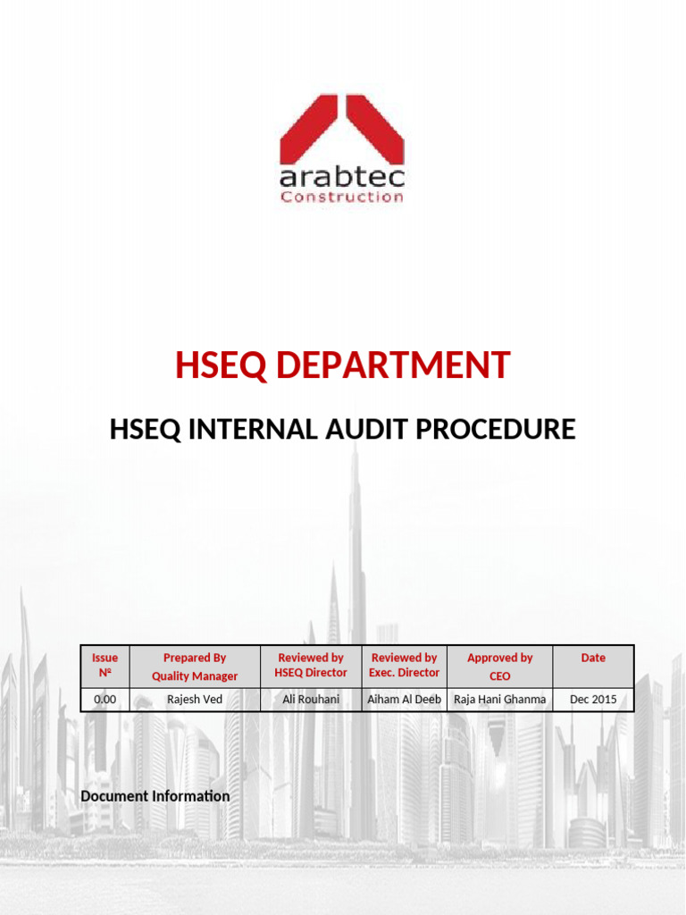 HSEQ - 01 Internal Audit Process 21-12-2015-Revised 27-12-2015 | PDF ...