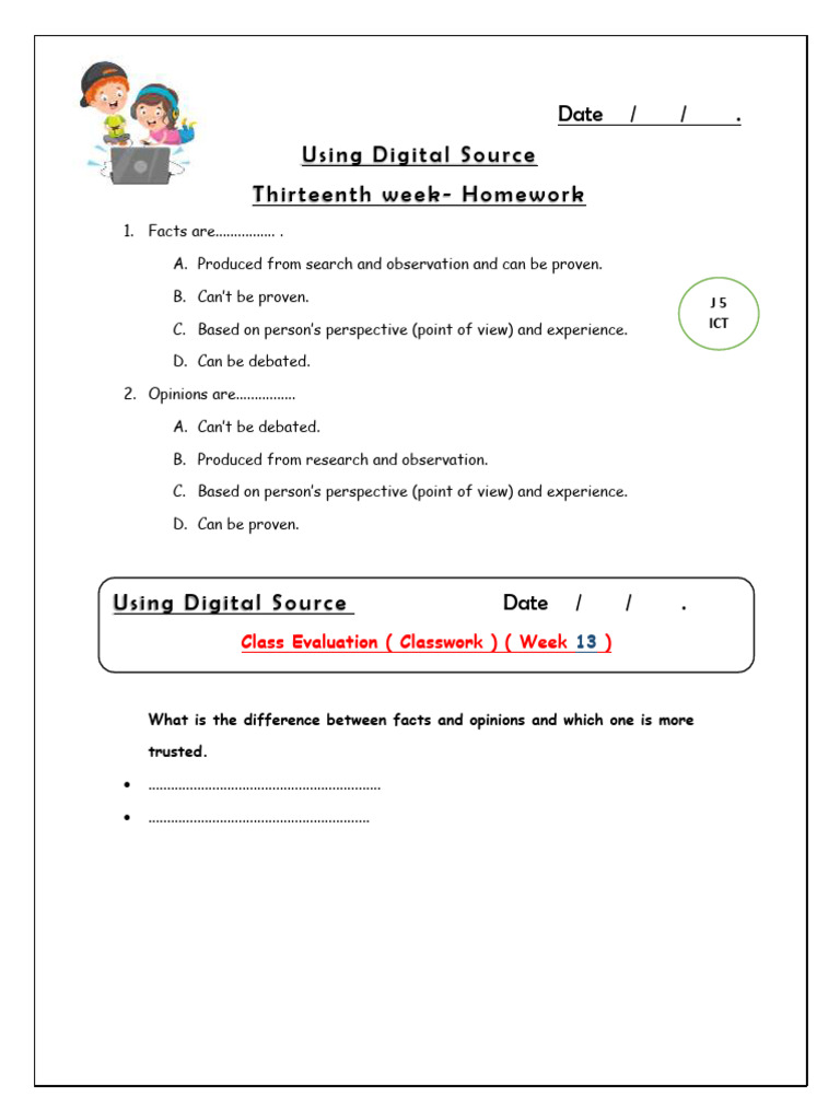 J 5 ICT Homework Week 13 | PDF