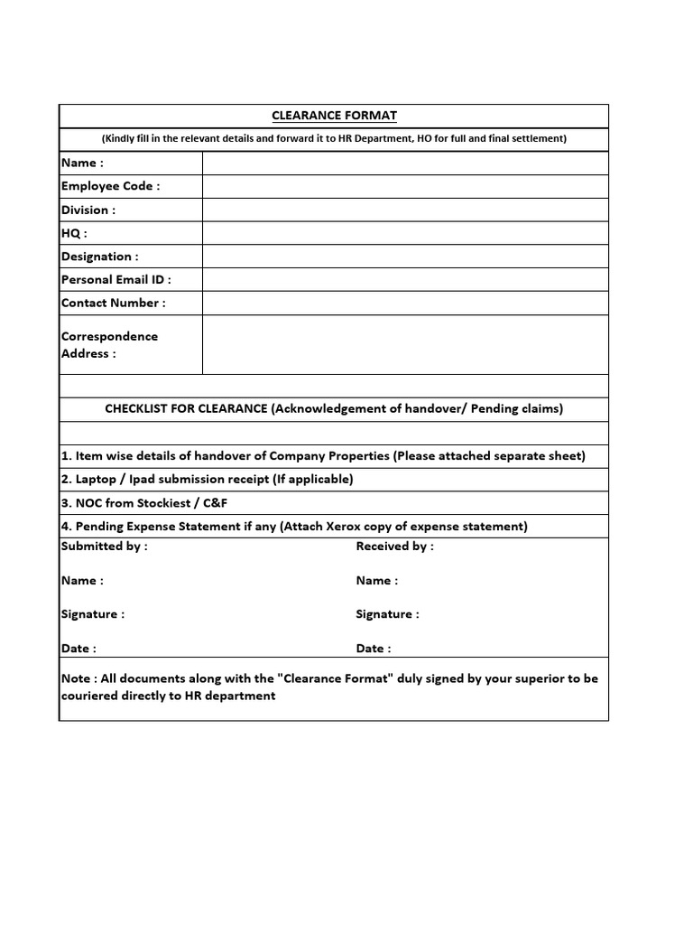 Clearance Format | PDF