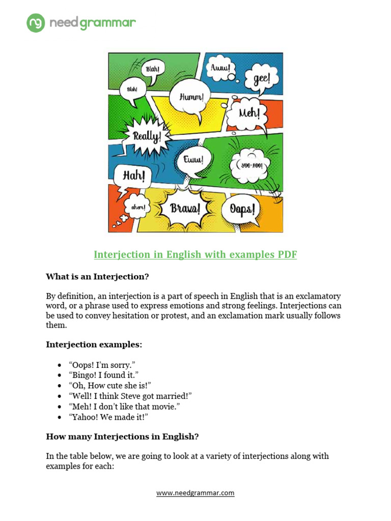 Interjection in English With Examples PDF | PDF | Semantic Units