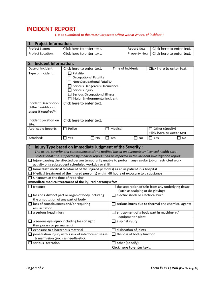 10045 Rev 3 INITIAL INCIDENT REPORT | PDF | Medicine | Human Diseases ...