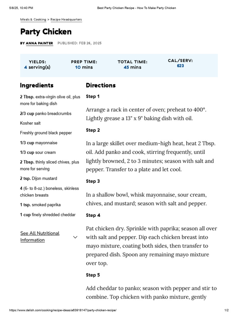 Best Party Chicken Recipe | PDF | Mayonnaise | Mustard (Condiment)
