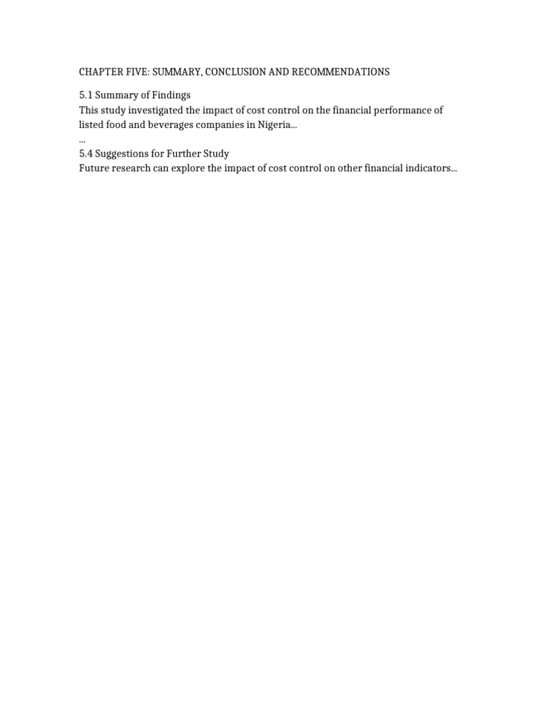 Chapter Five Conclusion Recommendations | PDF