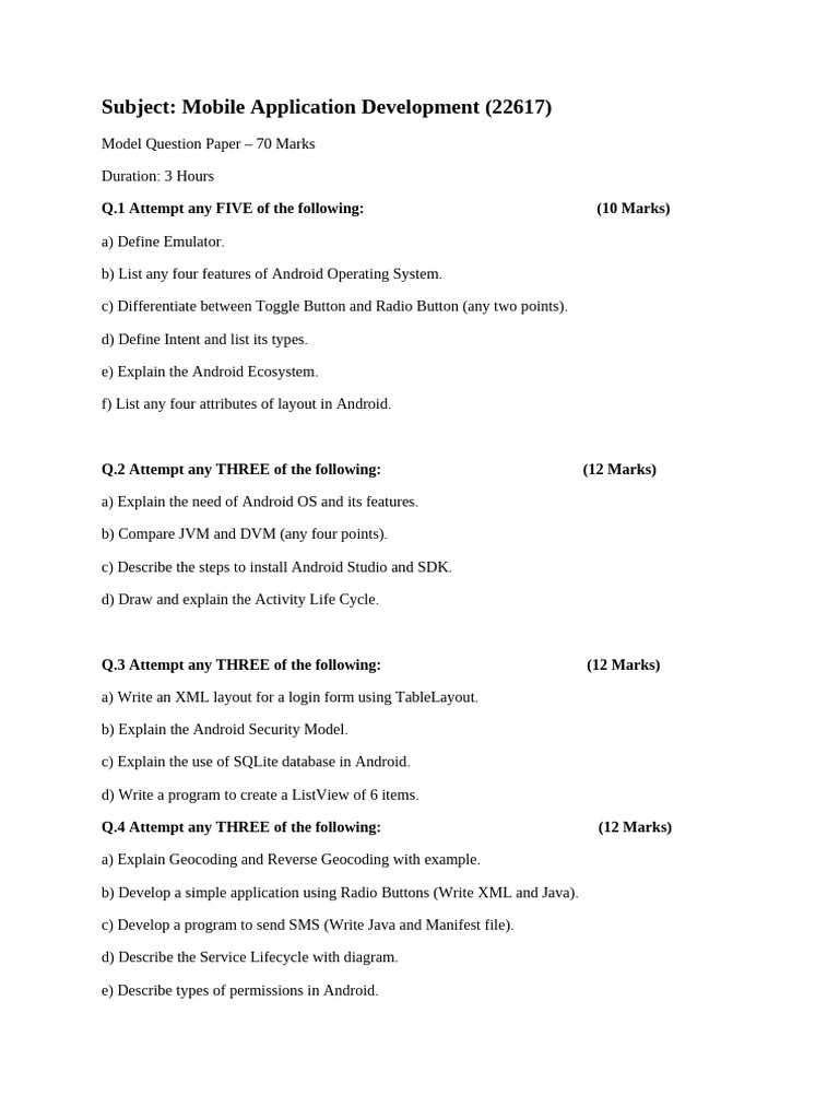 MAD 22617 Practice Paper | PDF