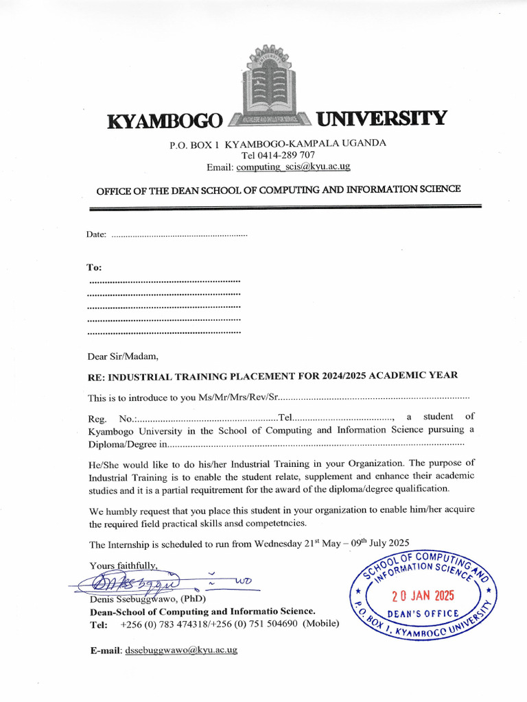 Industrial Placement Request Letter-2024-2025 | PDF