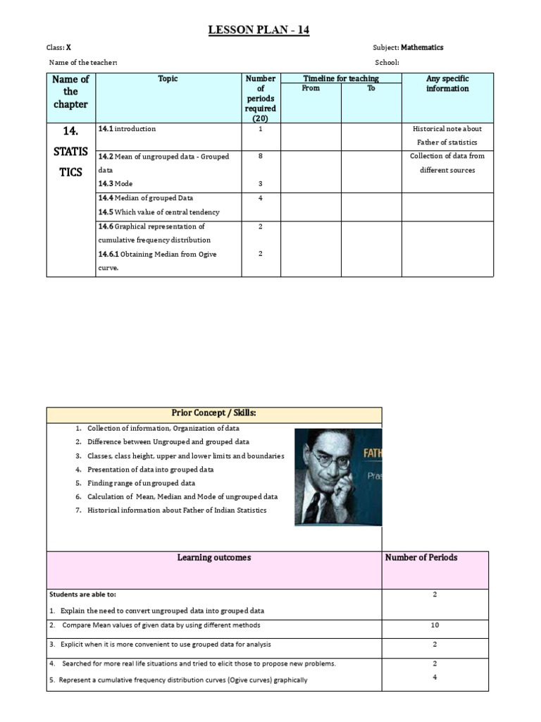 X Class Mathematics Ch14 | PDF | Mean | Median
