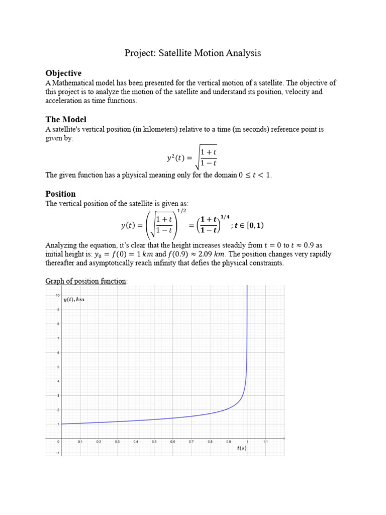 Project - Satellite Motion Analysis | PDF | Acceleration | Applied And ...