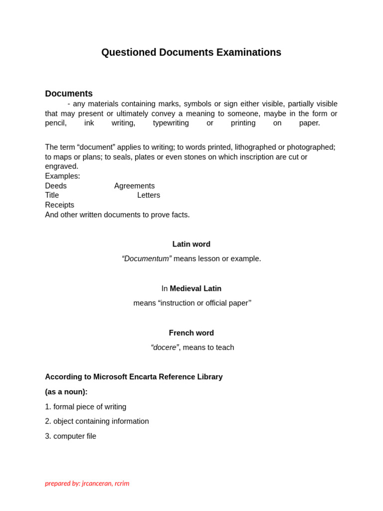 Questioned Documents Examinations KINDS OF DOCUMENTS 1 | PDF | Notary ...