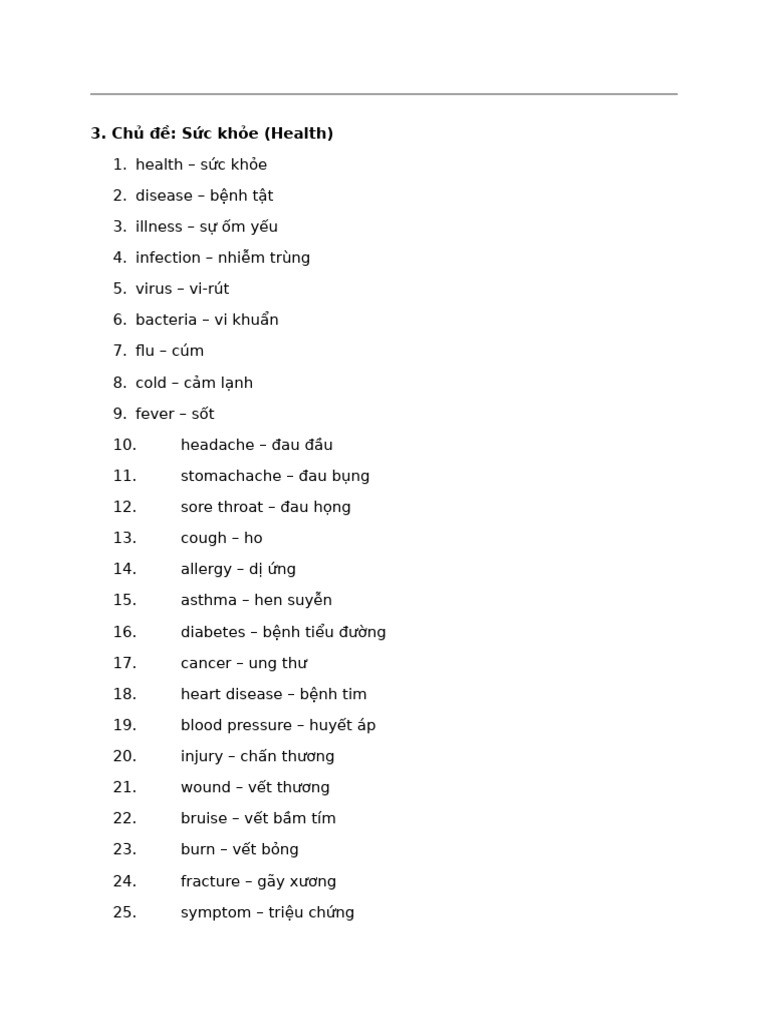 English Health Vocab | PDF