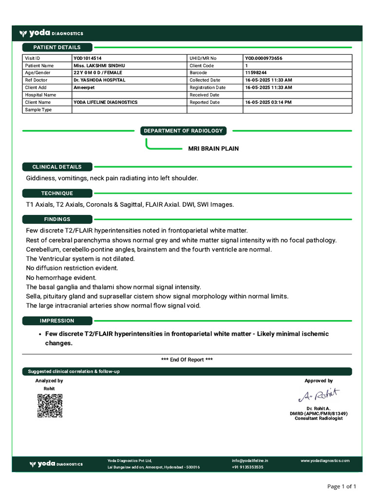 Miss. LAKSHMI SINDHU - 11598244 - MRI | PDF | Magnetic Resonance ...