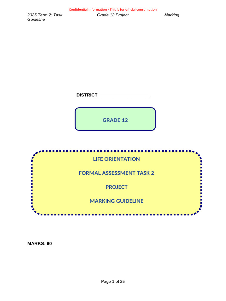 2025 Grade 12 Project Marking Guideline-1 | PDF | Domestic Violence ...