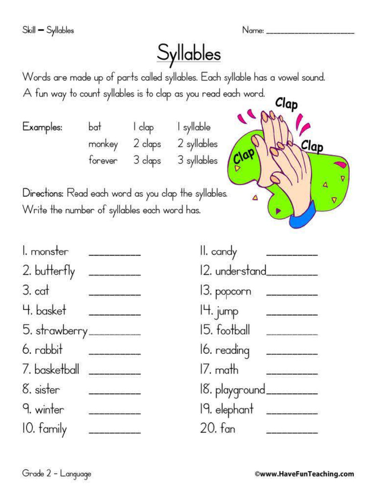 Y2 Syllables | PDF
