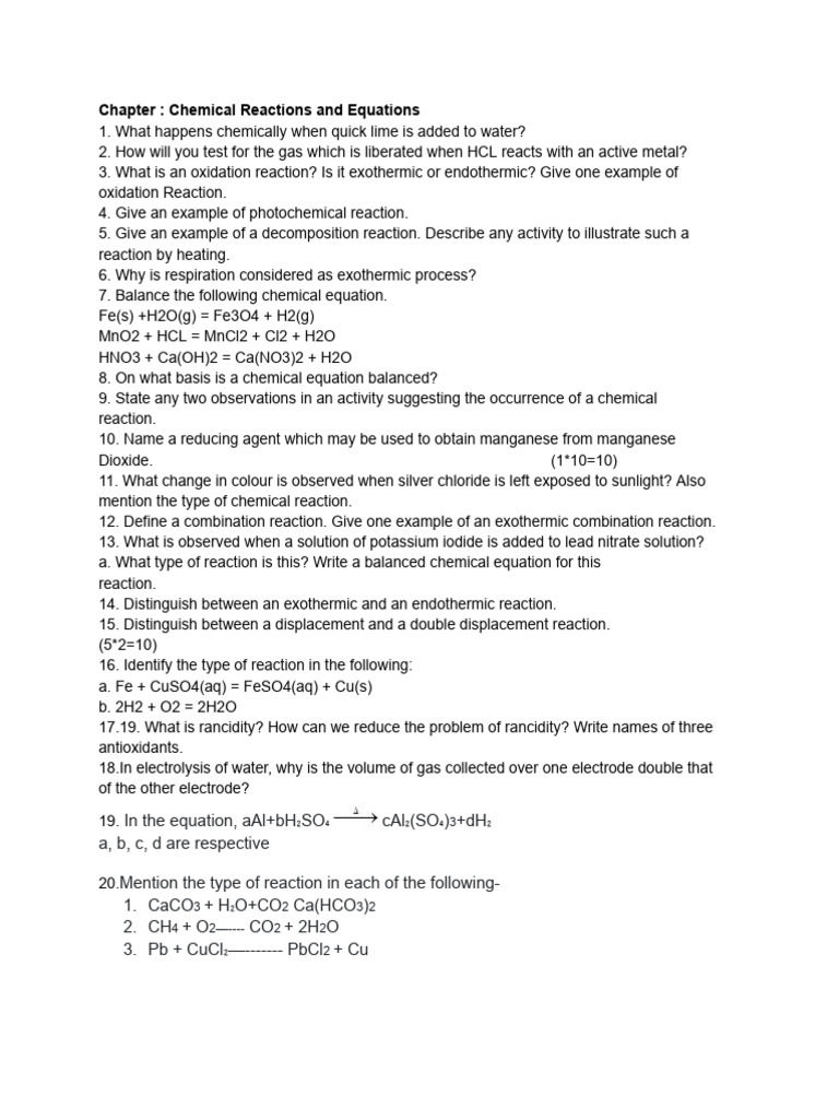 Chemistry Ch-1 Revision Worksheet | PDF
