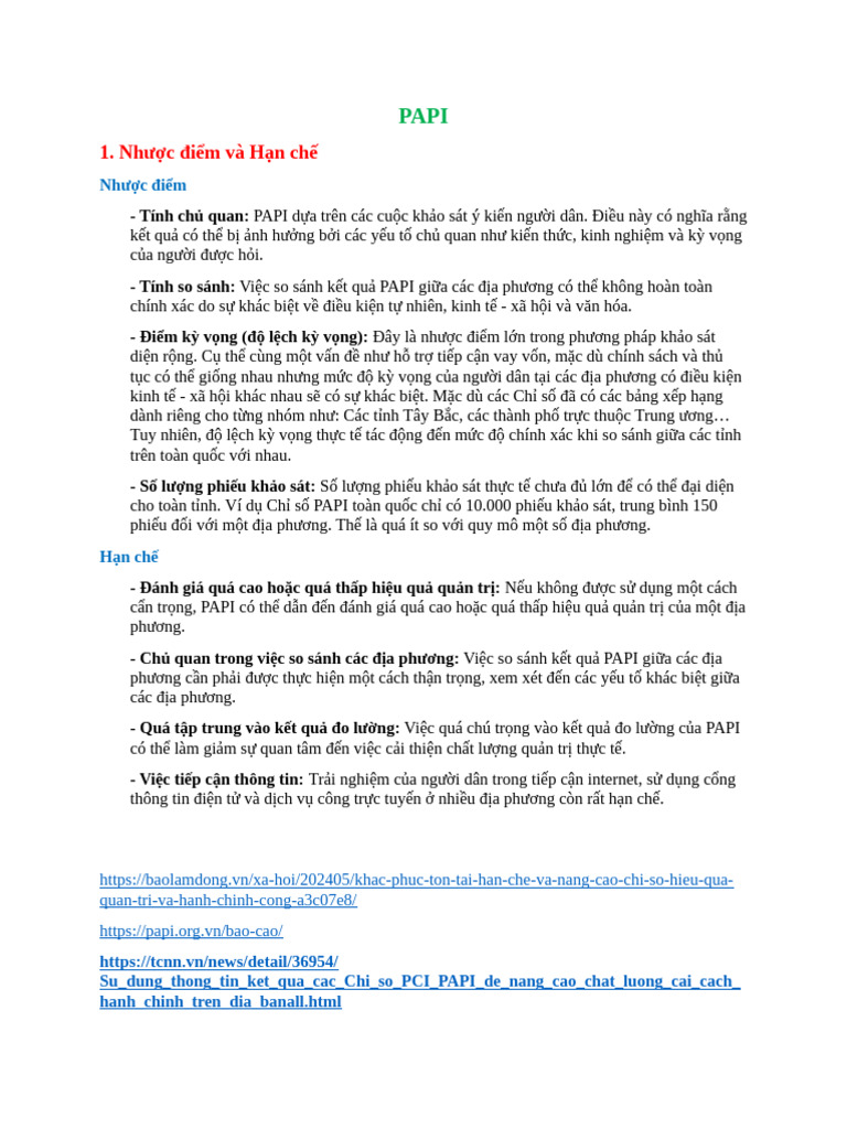 Nhược Điểm Và Hạn Chế PAPI | PDF