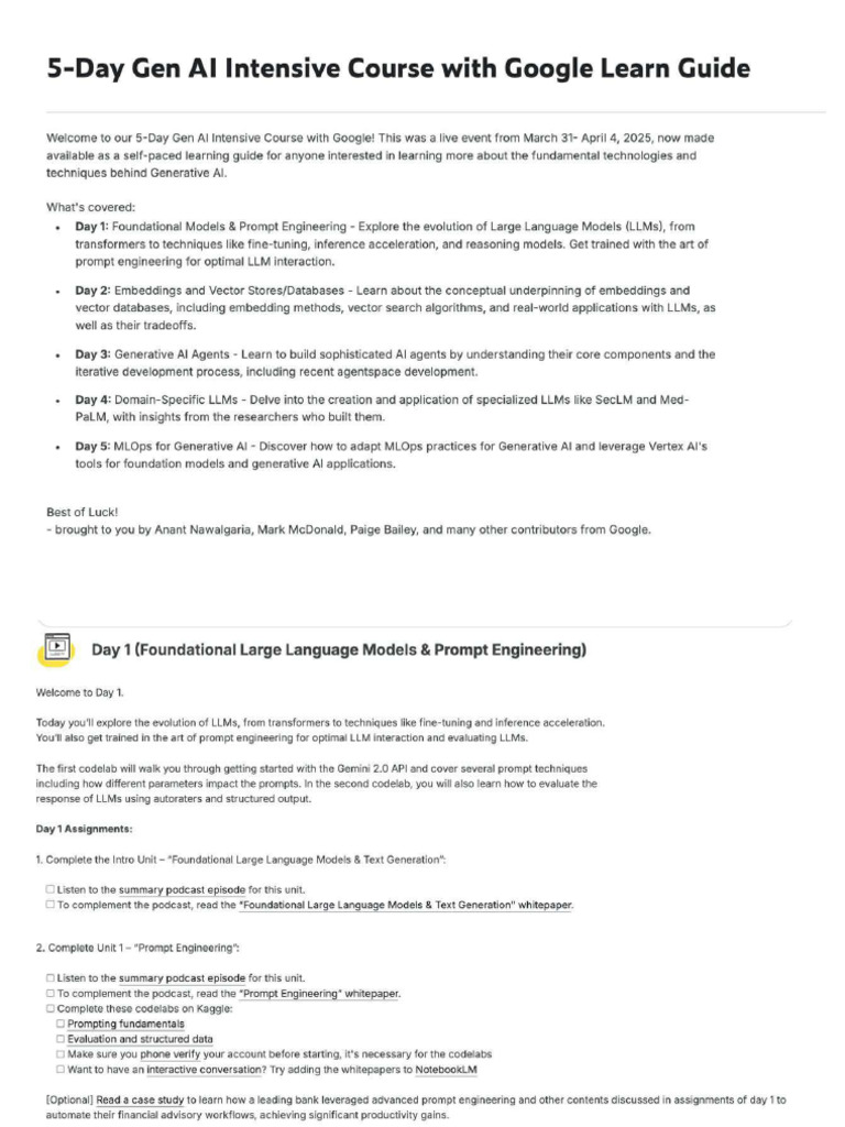 Kaggle Gen AI 5 Day Course | PDF