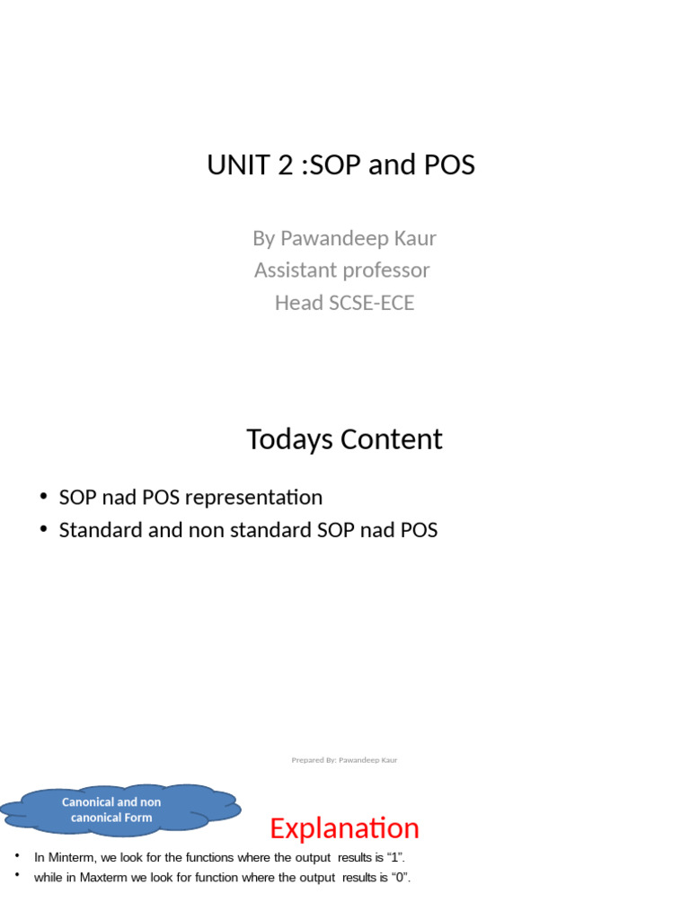 Unit2 Dualtheorem Sop Pos (1) | PDF | Algebra | Logic