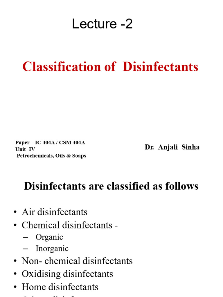 Classification of disinfectants | PDF | Disinfectant | Surfactant