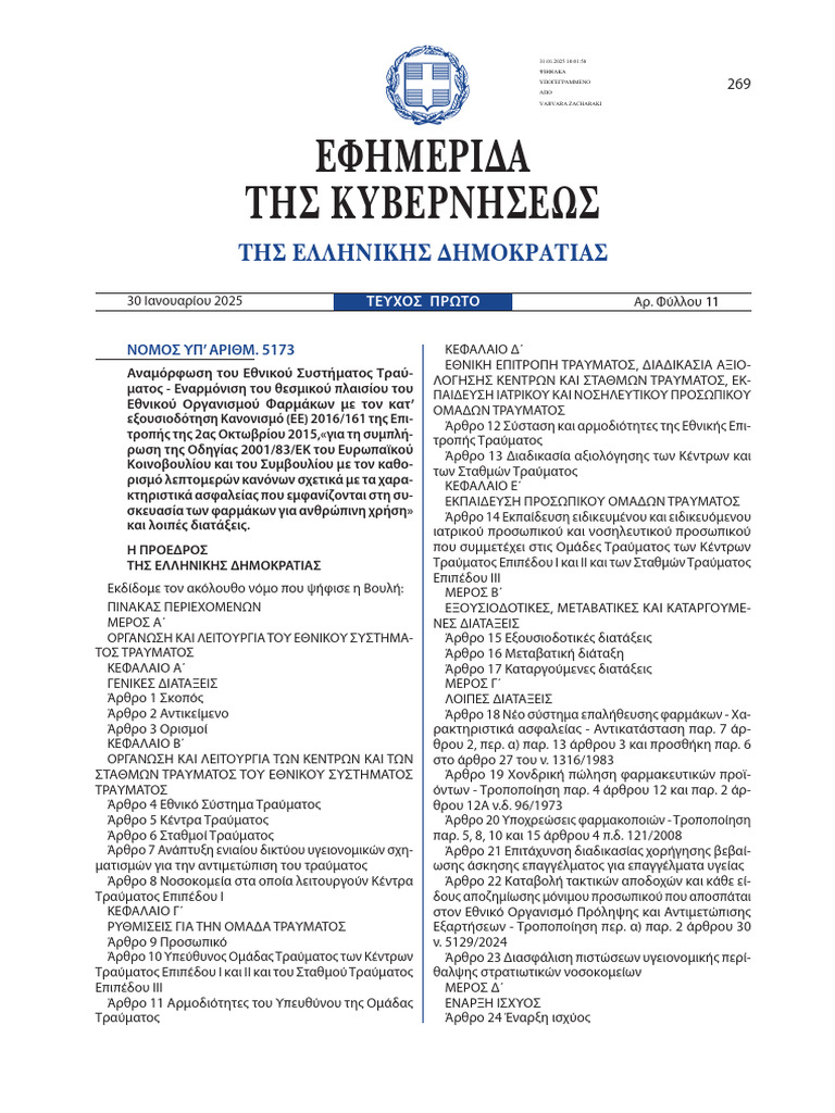 Nomoσ Υπ' Αριθμ. 5173: 31.01.2025 10:01:58 Ψηφιακα Υπογεγραμμενο ΑΠΟ ...