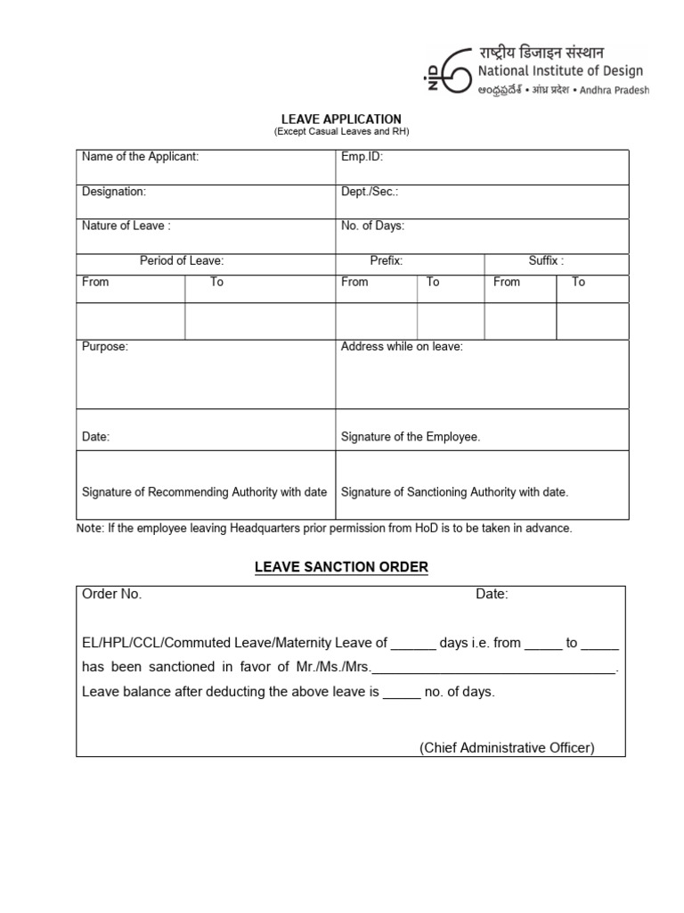 Except CL and RH-Leave Form | PDF