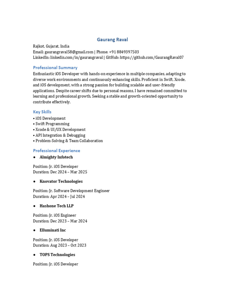 Gaurang Raval Updated Resume | PDF