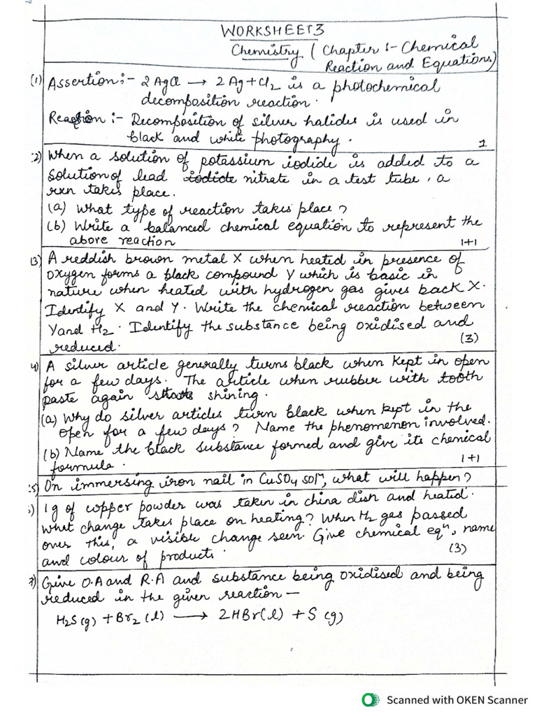 Chemistry Revision WS 3 | PDF