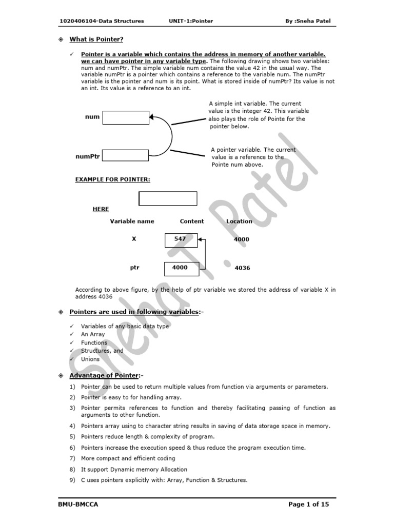 Unit-1 Introduction To Pointer | PDF | Pointer (Computer Programming) | Integer (Computer Science)