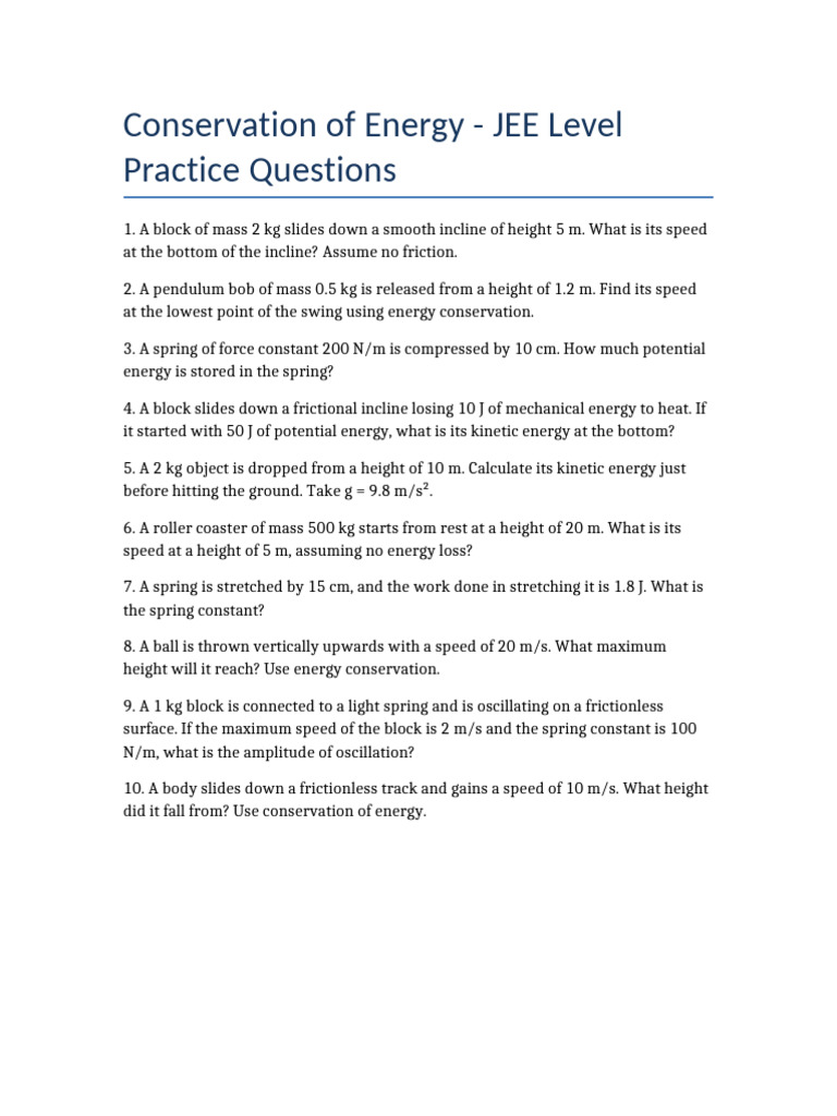Energy Conservation Practice Questions | PDF