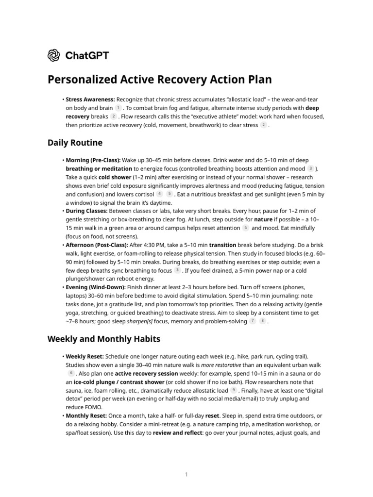 Personalized Active Recovery Plan | PDF | Disciplines | Sleep