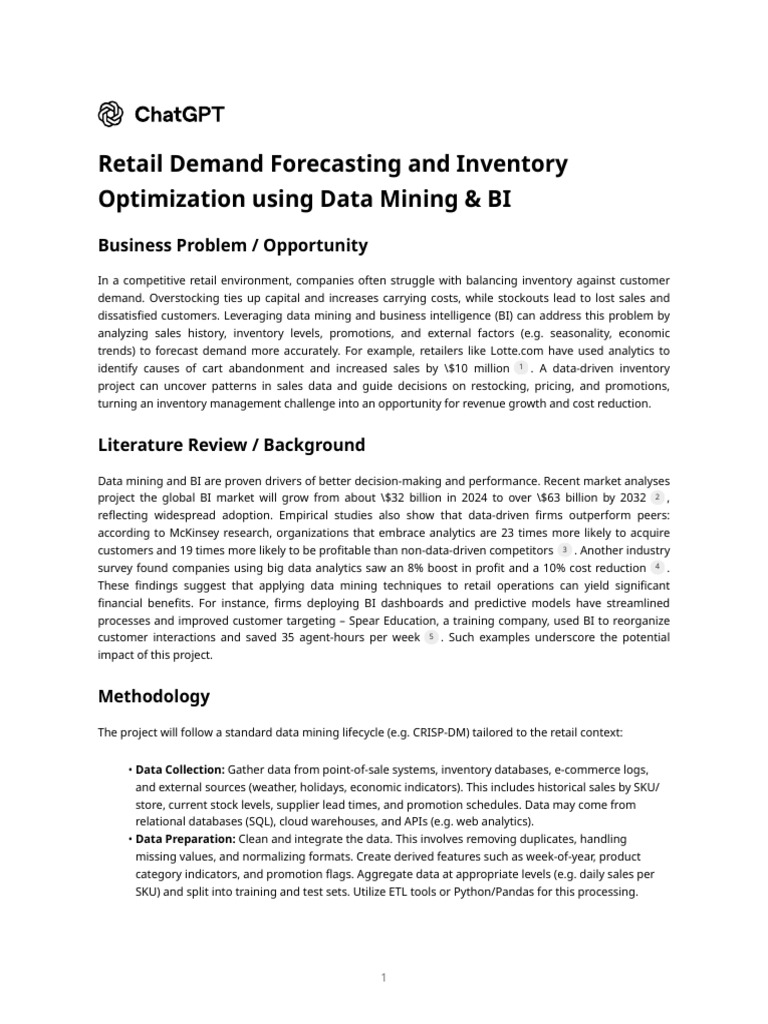 Retail Demand Forecasting and Inventory Optimization Using Data Mining & BI | PDF | Business ...