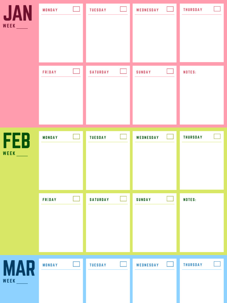 Colorful Illustrated Weekly Calendar | PDF