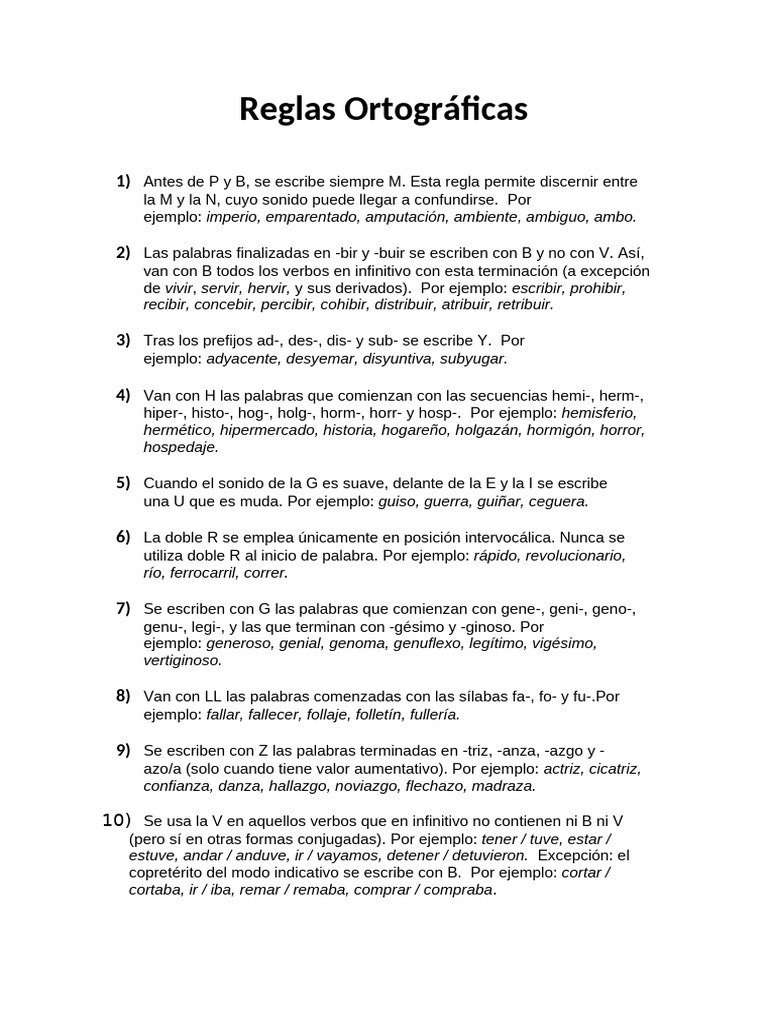 Reglas Ortográficas Esenciales | PDF | Morfología Lingüística ...