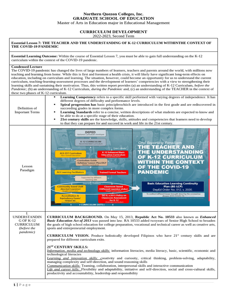 K-12 Curriculum Insights During COVID-19 | PDF | Curriculum | Learning