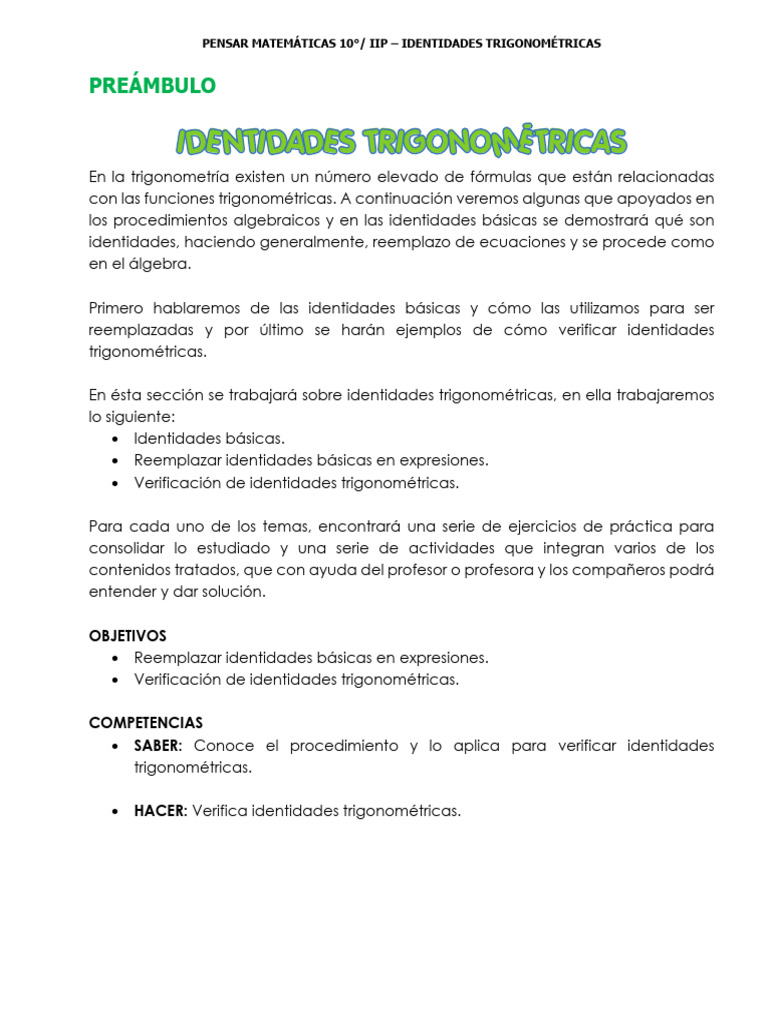 CPP Pensar 10º Mpii Matematicas | PDF | Funciones trigonométricas | Ecuaciones
