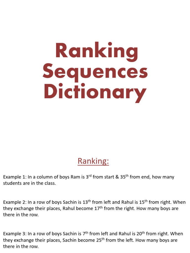 Ranking, Sequences, Dictionary | PDF | Alphabet | Orthography
