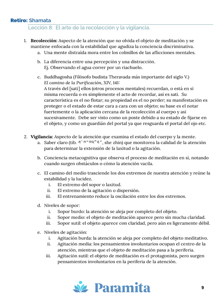 Recolección y Vigilancia en Meditación | PDF | Meditación