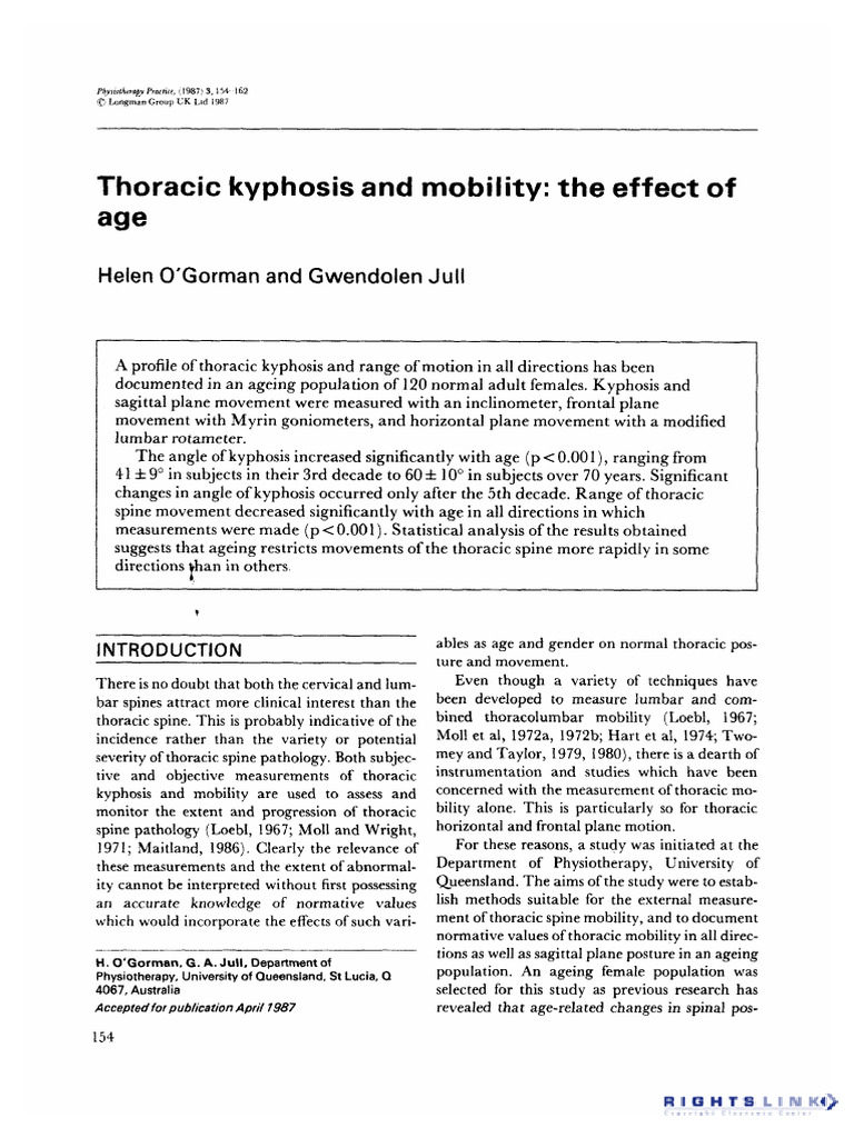 Cifoza Toracica Si Mobilitatea, in Functie de Varsta | PDF | Vertebra | Anatomical Terms Of Motion