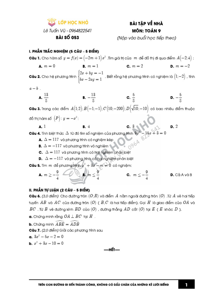 Bai Tap Ve Nha So 053 | PDF