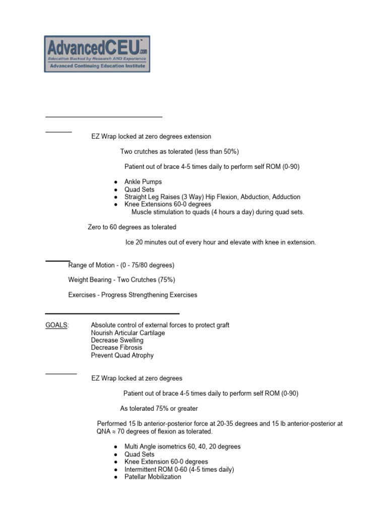 PCL-PTG Reconstruction Rehab Protocol | PDF | Anatomical Terms Of ...