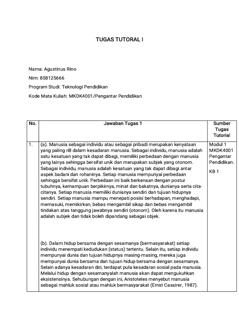Tugas Tuton 1-Pengantar Pendidikan | PDF