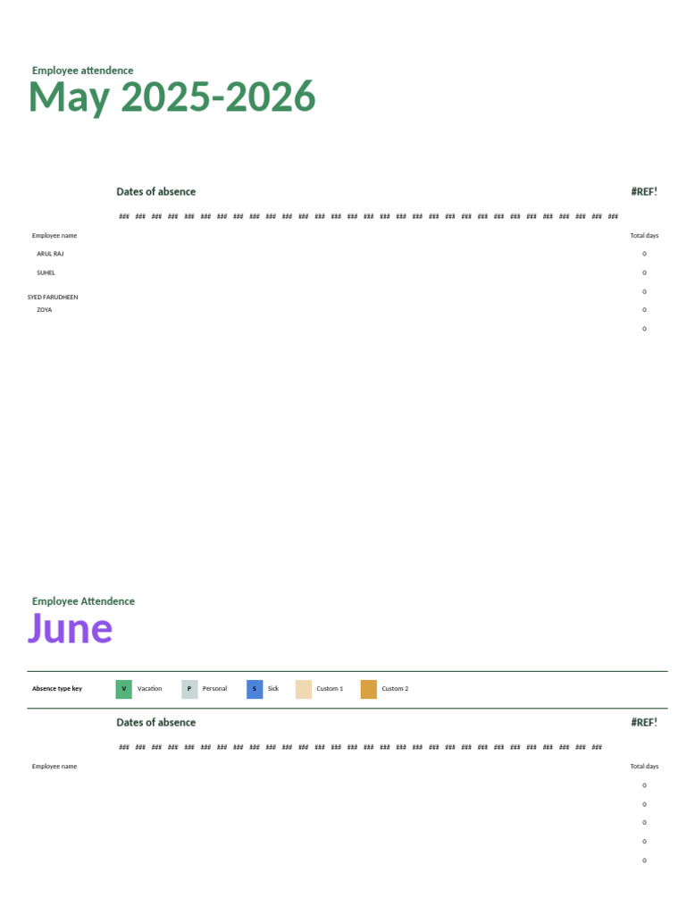 Employee Absence Schedule | PDF | Employee Relations