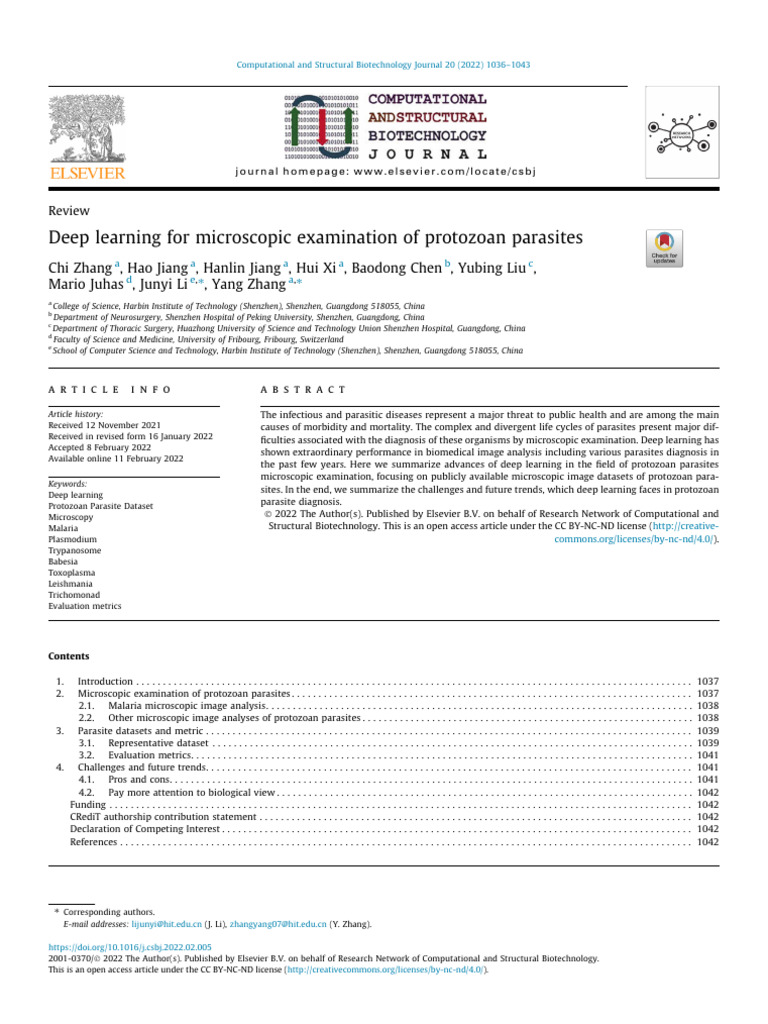 Deep Learning For Microscopic Examination of Protozoan Parasites | PDF ...