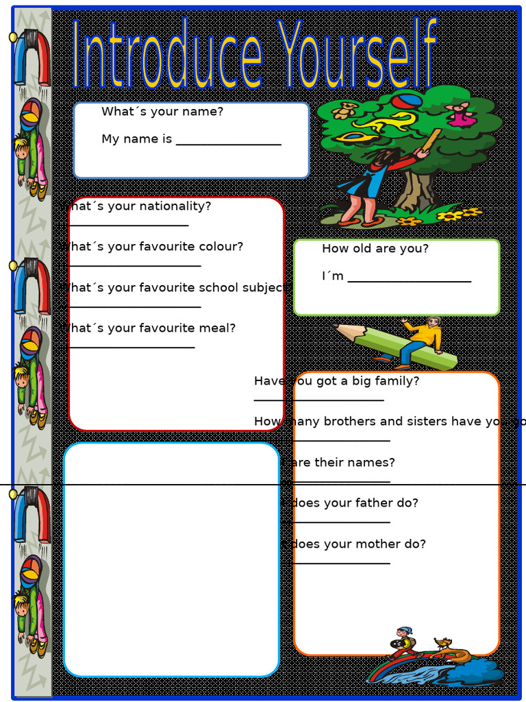 Introduce Yourself Fun Activities Games Grammar Drills 16527 | PDF