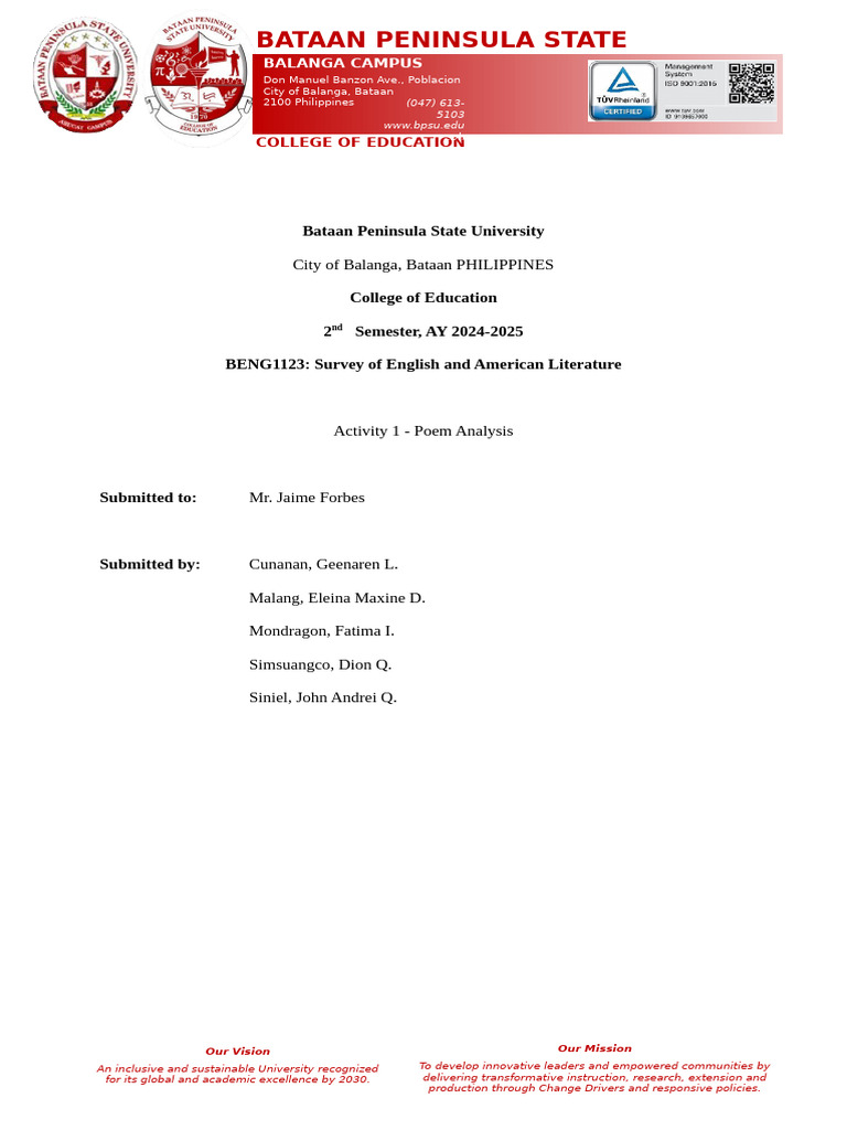 Activity 1 - Poem Analysis On My Last Duchess | PDF | Psychological ...