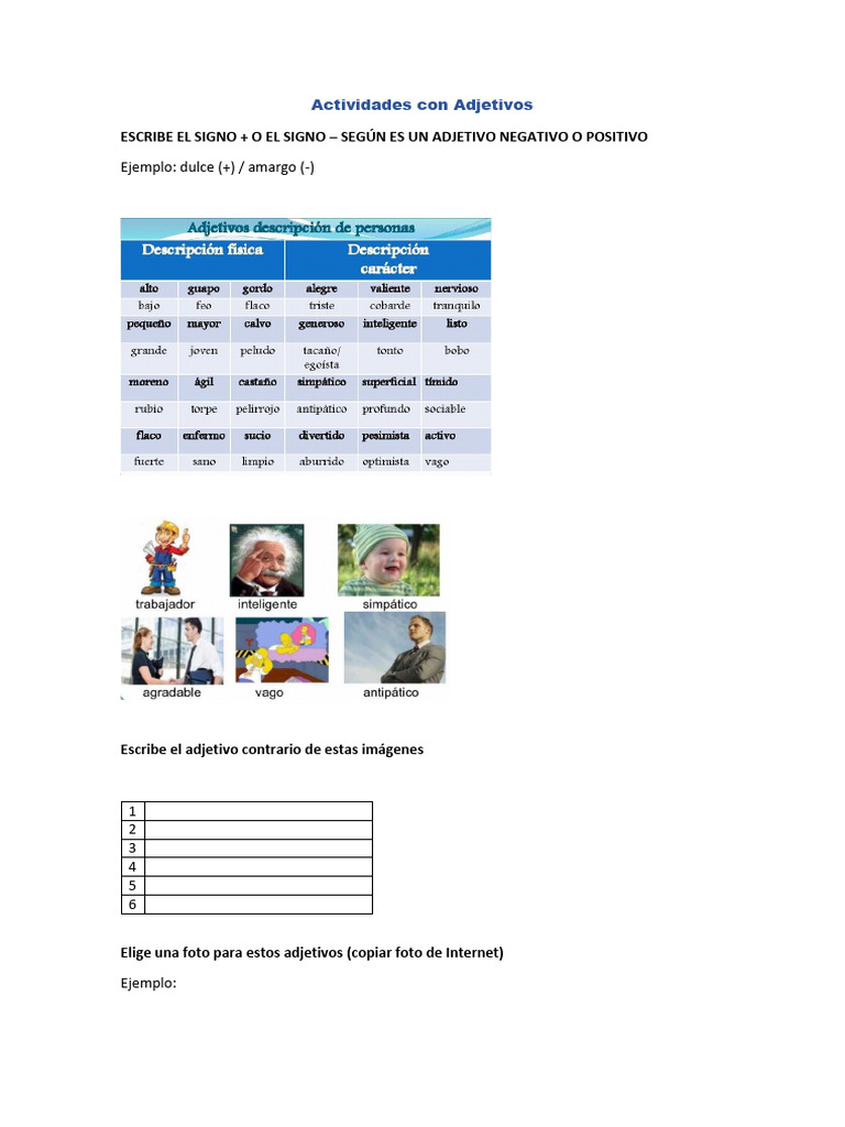 Actividades Interactivas de Adjetivos | PDF