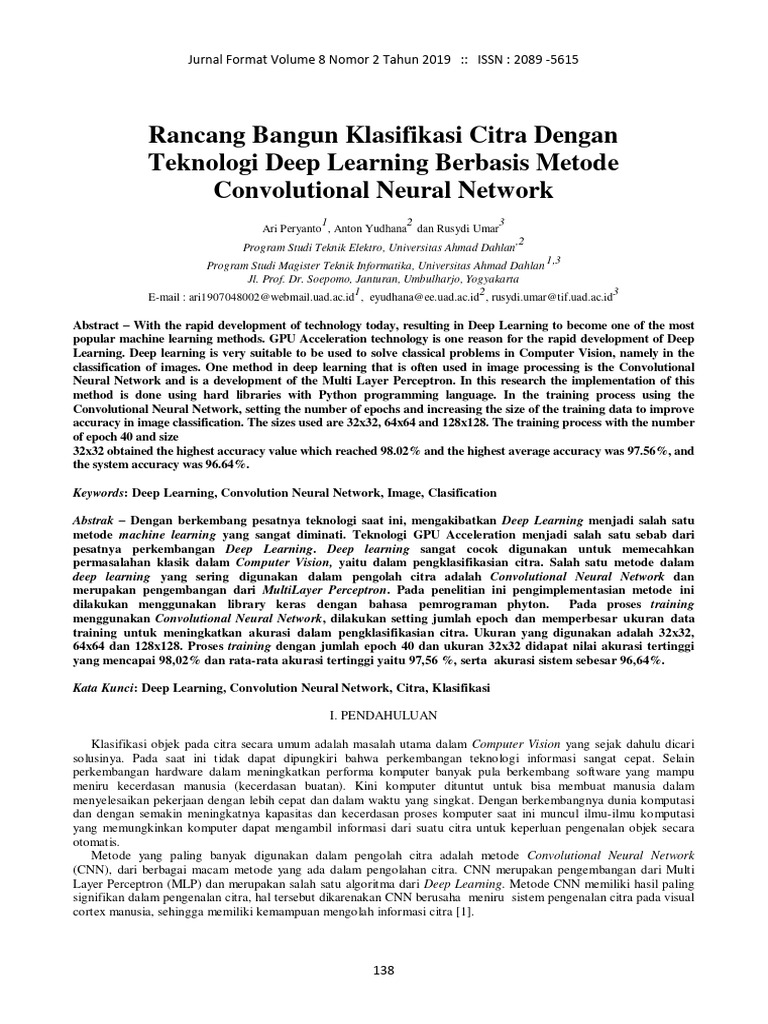 Klasifikasi Citra dengan CNN Deep Learning | PDF