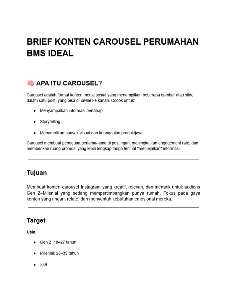 Konten Carousel untuk Perumahan Gen Z-Milenial | PDF