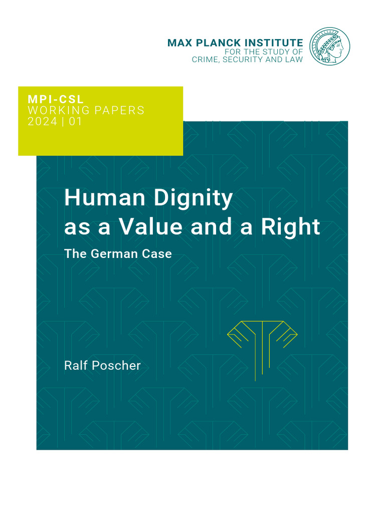Human Dignity As A Value and A Right Germany Constitutional Law | PDF ...